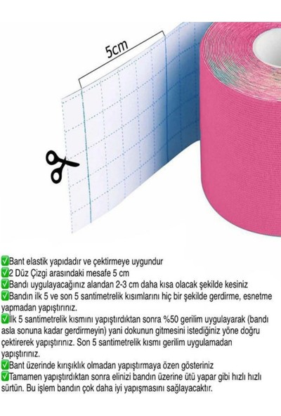 Yüz Kaldırma ve Kırışıklıklar Için Kinezyo Pembe Renk Bant Yüz Kaldırma ve Kırışıklıklar Için Kinezyo Pembe Renk Bant