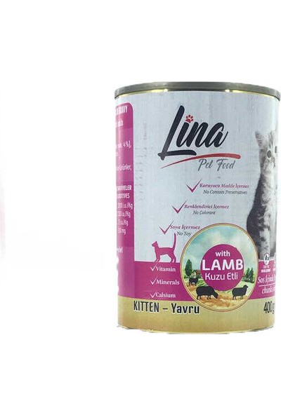 Lina Yavru Kediler Için Kuzu Etli Konserve Mama Kitten Lamb 400G Lina Yavru Kediler Için Kuzu Etli Konserve Mama Kitten Lamb 400G