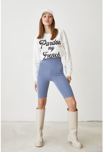 Lime Moda Kısa Tayt-Indigo