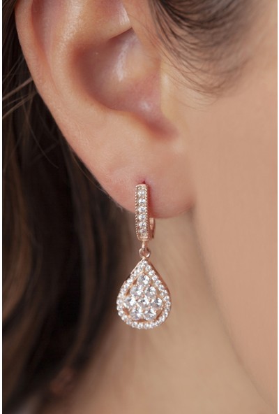 Baget Taşlı Pırlanta Montür Gümüş Küpe