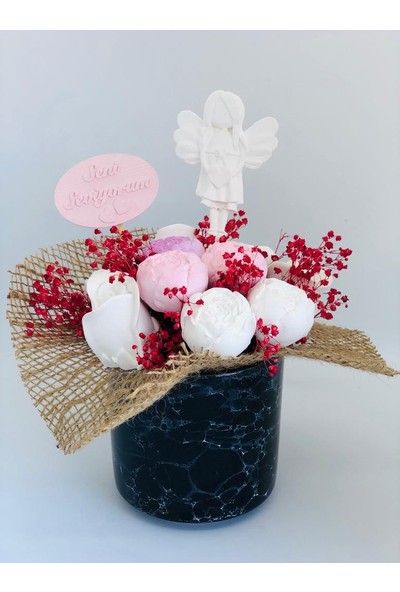 SG Home Decor Seni Seviyorum Kokulu Taş Aranjman Pembe Beyaz SG Home Decor Seni Seviyorum Kokulu Taş Aranjman Pembe Beyaz