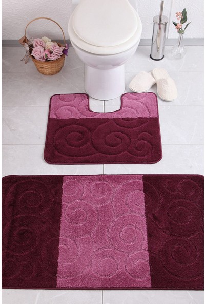 Confetti Şile Bq 60X100 50X60 Patlıcan Banyo Halısı