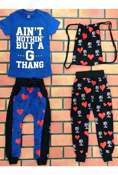 Bebekcee Erkek Çocuk Mavi Aınt Çantalı Üçlü Takım