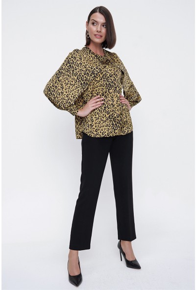 Aker 2232111 Leopar Desen Rüzgarlıklı Bluz