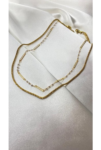 She Accessories Çelik Inci Detaylı Ikili Kadın Kolye