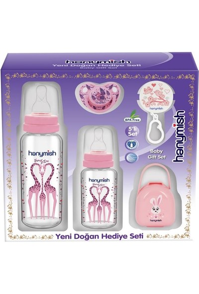 Yeni Doğan Hediye Seti Bpa Free / Bebek Cam Biberon Seti Emzik ve Emzik Kutusu Hanymısh 5 Li Ekonomik Set Yeni Doğan Hediye Seti Bpa Free / Bebek Cam Biberon Seti Emzik ve Emzik Kutusu Hanymısh 5 Li Ekonomik Set
