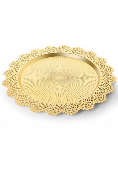 Queen's Kitchen 38 cm Yuvarlak Gold Tepsi(Plastik) Queen's Kitchen 38 cm Yuvarlak Gold Tepsi(Plastik)