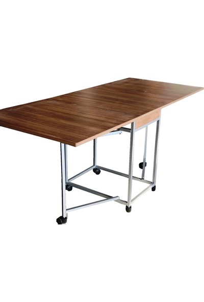 Montajı Yapılmış Katlanır 10 Kişilik Mdf Mutfak Masası Teak