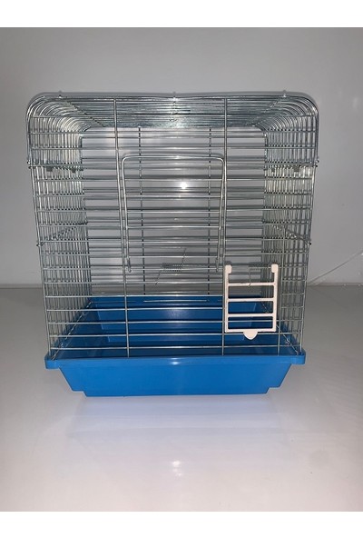 Blu Kafes Tek Kapı Tek Yemlik Kuş Kafesi Gümüş Renkli