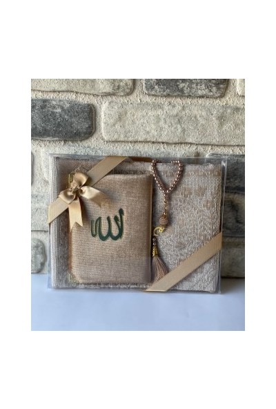 İkra Hac Çeyizlik Seccade Seti Lüks Gold