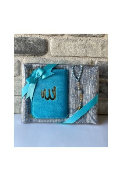 İkra Hac Çeyizlik Seccade Seti Lüks B.mavi