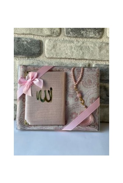 İkra Hac Çeyizlik Seccade Seti Lüks Pudra