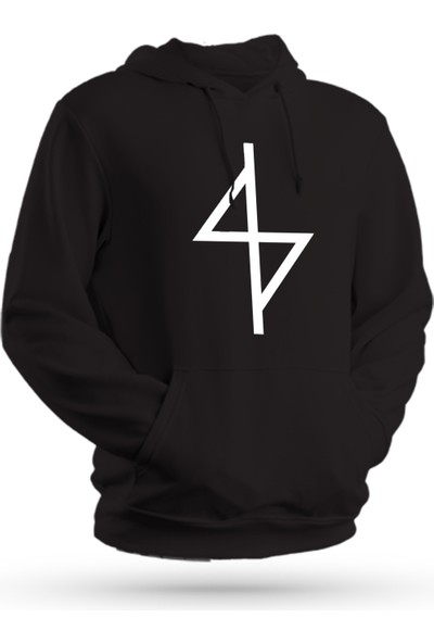 Creatsh Angel Dust Baskılı Siyah Kapüşonlu Sweatshirt