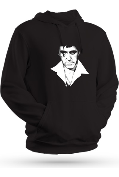 Creatsh Al Pacino Baskılı Siyah Kapüşonlu Sweatshirt Creatsh Al Pacino Baskılı Siyah Kapüşonlu Sweatshirt