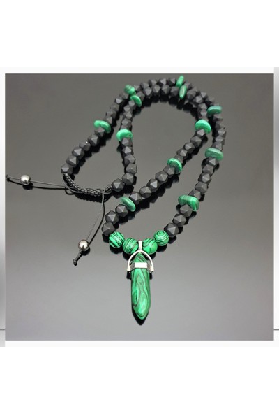 Seven Art Jewelry Malahit (Malakit) ve Oniks Taşı Kolye /doğal Taş Kolye/ El Yapımı Kolye Seven Art Jewelry Malahit (Malakit) ve Oniks Taşı Kolye /doğal Taş Kolye/ El Yapımı Kolye