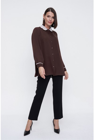Aker 2589111 Biye Detaylı Kontrast Yaka Bluz