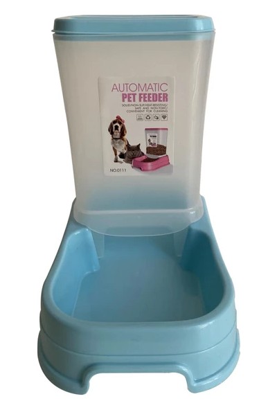 Gezeroğlu Petshop Dolum Hazneli Plastik Mama Kabı Mavi 24 x 16 x 24 cm