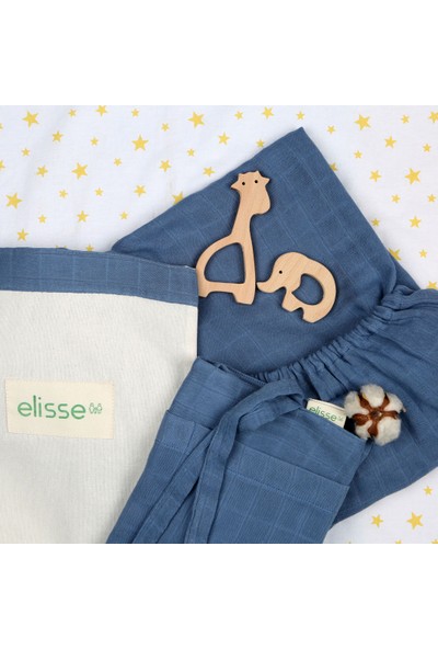 Elisse Müslin 70X110 Park Yatak Lastikli Çarşaf ve Organizer Set