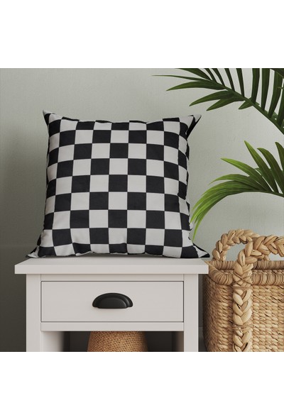 Decora Dekoratif Kadife Kırlent Kılıfı Karo Desen Decora Dekoratif Kadife Kırlent Kılıfı Karo Desen