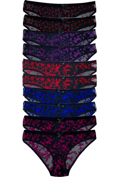 Royaleks 10 Adet Floklu Kadın Transparan Slip Külot Royaleks 10 Adet Floklu Kadın Transparan Slip Külot