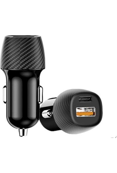 Velliw 36W Pd Qc 3.0 USB Hızlı Şarj Çakmaklık Araç Içi Şarz Aleti Araba Aksesuarı Karbon Velliw 36W Pd Qc 3.0 USB Hızlı Şarj Çakmaklık Araç Içi Şarz Aleti Araba Aksesuarı Karbon