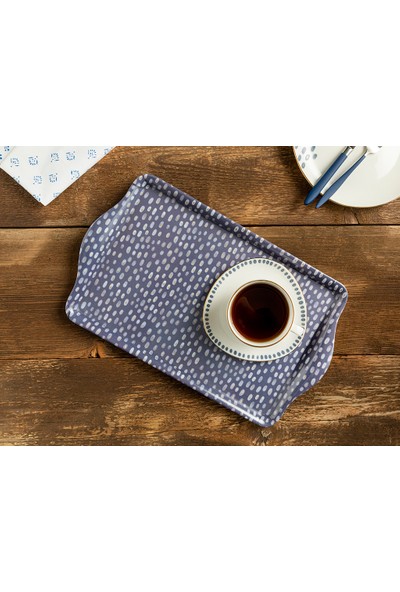 English Home Navy Dots Melamin Tepsi 39 x 24 cm Lacivert English Home Navy Dots Melamin Tepsi 39 x 24 cm Lacivert