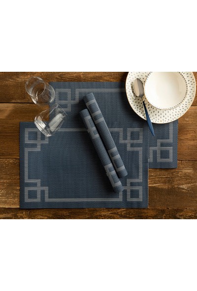 English Home Carline Pvc 4'lü Amerikan Servis 30X45 cm Lacivert
