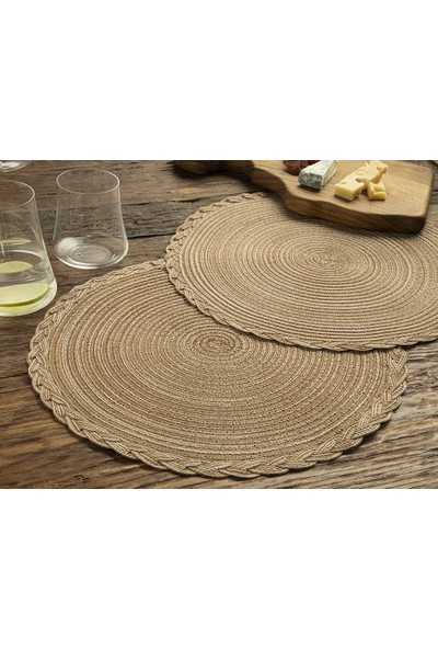 English Home Braided Polyester 2'li Amerikan Servis 38 cm Açık Kahve English Home Braided Polyester 2'li Amerikan Servis 38 cm Açık Kahve