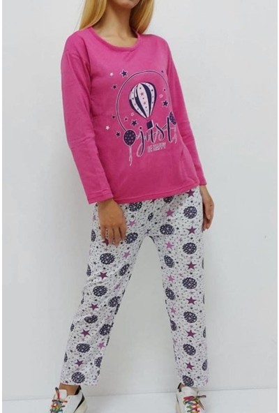 Baskılı Içi Tüylü Pijama Takımı Fuşya Baskılı Içi Tüylü Pijama Takımı Fuşya