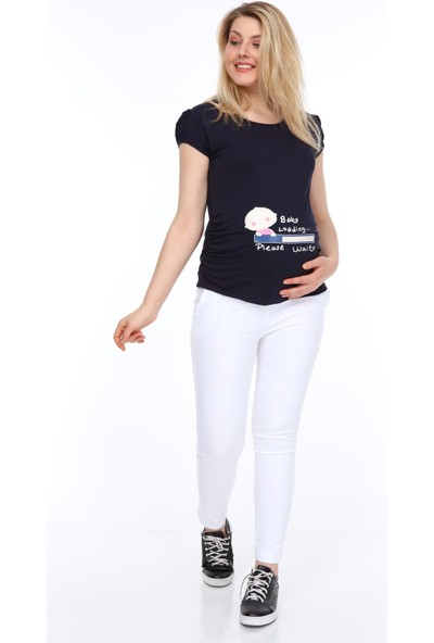 Işşıl 3136-BEBEK Yükleniyor Kısa Kol Hamile T-Shirt Lacivert-St Işşıl 3136-BEBEK Yükleniyor Kısa Kol Hamile T-Shirt Lacivert-St