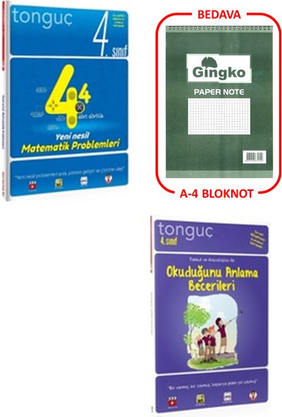 Tonguç Akademi 4. Sınıf Yeni Nesil Matematik Problemler ve Okuduğunu Anlama Becerileri (Defter) Tonguç Akademi 4. Sınıf Yeni Nesil Matematik Problemler ve Okuduğunu Anlama Becerileri (Defter)