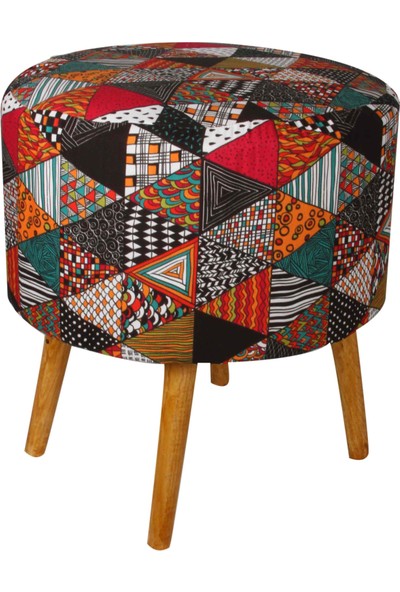 Bhm Store Puf Koltuk Ahşap Ayaklı Motifli Üçgenler Desenlii Dekoratif Puf 40CM Bhm Store Puf Koltuk Ahşap Ayaklı Motifli Üçgenler Desenlii Dekoratif Puf 40CM