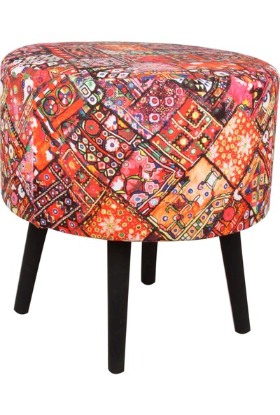 Bhm Store Puf Koltuk Ahşap Siyah Ayaklı Hint Kilimi Desenli Dekoratif Puf 40CM Bhm Store Puf Koltuk Ahşap Siyah Ayaklı Hint Kilimi Desenli Dekoratif Puf 40CM