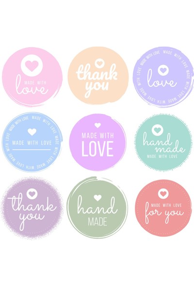My Happy Place Myhappyplace Renkli Handmade , Thank You, Made With Love Etiket Sticker (4X4CM ) 50 Adet My Happy Place Myhappyplace Renkli Handmade , Thank You, Made With Love Etiket Sticker (4X4CM ) 50 Adet
