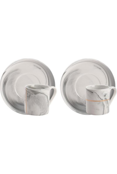 Aura Grey Mermer 4'lü Türk Kahvesi Fincanı