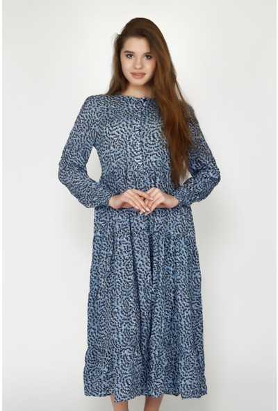 Akdeniz Giyim Mavty Desenli Elbise Akdeniz Giyim Mavty Desenli Elbise
