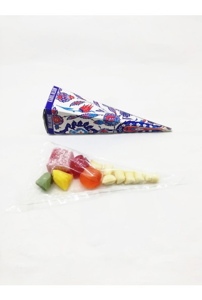 SuNaz Mevlüt Şekeri Çini Desenli Külah Kutu Mevlüt Şekeri 10KÜLAH x 50GR