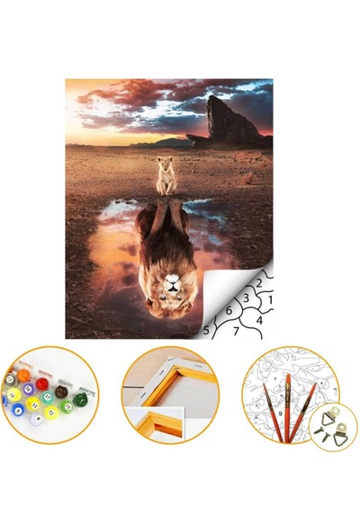 Tale Hobby Aslan Kral - Sayılarla Boyama Seti Kasnaklı 40X50CM Boyalar ve Fırçalar Dahil Tale Hobby Aslan Kral - Sayılarla Boyama Seti Kasnaklı 40X50CM Boyalar ve Fırçalar Dahil