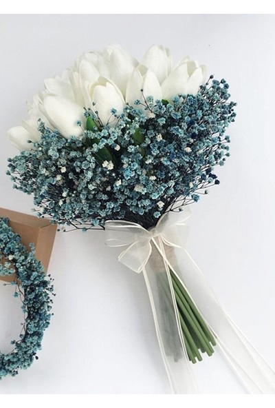 Deniz Yüksel Islak Lale Gelin Buketi ve Yaka Çiçeği