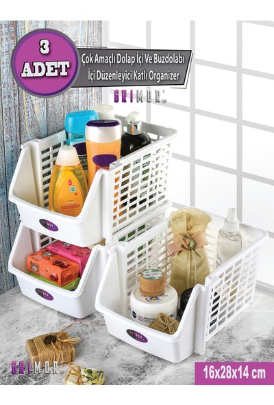 Grimor Life 3 Adet Çok Amaçlı Dolap Içi ve Buzdolabı Içi Düzenleyici Katlı Organizer Grimor Life 3 Adet Çok Amaçlı Dolap Içi ve Buzdolabı Içi Düzenleyici Katlı Organizer