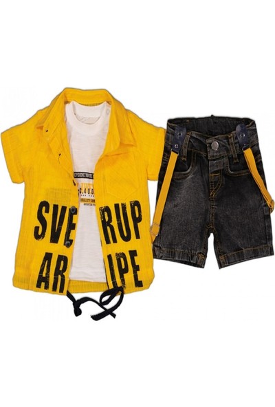 Ecoo Baskılı Gömlekli Şortlu Alt Üst Takım Ecoo Baskılı Gömlekli Şortlu Alt Üst Takım