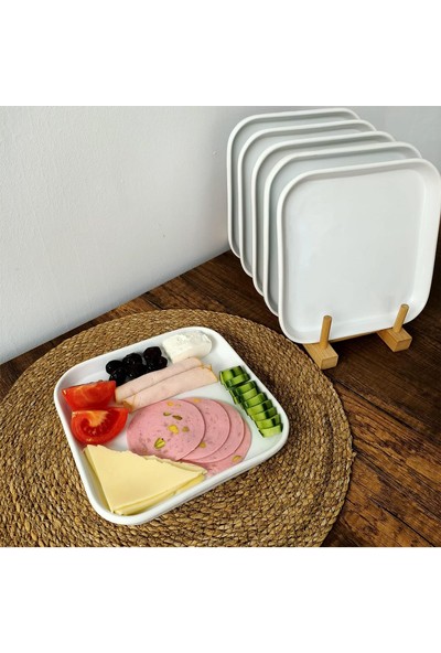 Trend Bibu 6’lı Beyaz Kare Seramik Servis Sunum Tabağı 18 cm Trend Bibu 6’lı Beyaz Kare Seramik Servis Sunum Tabağı 18 cm