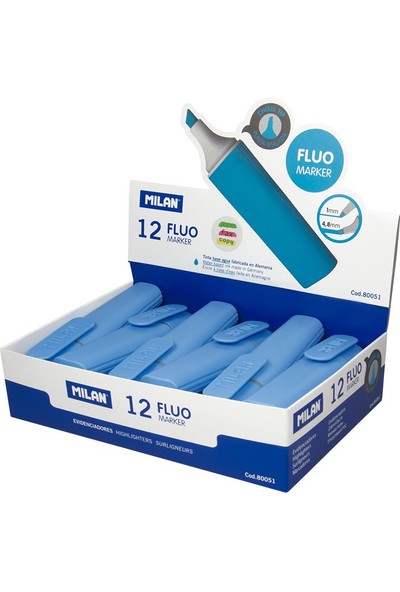 Mılan 80051 Fluo Fosforlu Kalem Mavi 12Lİ Mılan 80051 Fluo Fosforlu Kalem Mavi 12Lİ