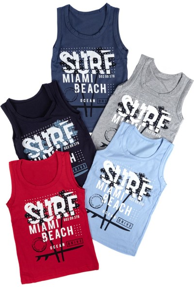 Nicoletta Mıxcolor Erkek Çocuk Askılı Atlet 5 Li Paket Baskılı Likralı