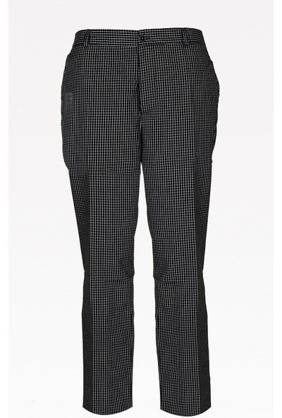 Siyaha Beyaz Çizgili Ekose Desen Unisex Imko 218 Belden Lastikli Aşçı Chef Pantolonu