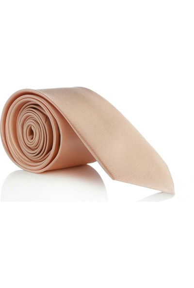 Gaffy Pudra Slim Fit (Ince) Düz Renk Mendilli Saten Kravat Gaffy Pudra Slim Fit (Ince) Düz Renk Mendilli Saten Kravat
