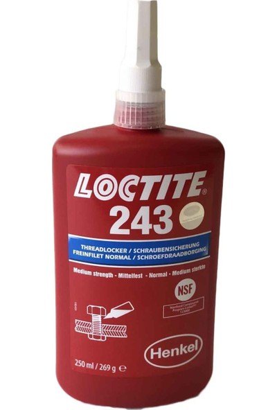 Loctite 243 Sökülebilir Vida Sabitleyici 250 ml Loctite 243 Sökülebilir Vida Sabitleyici 250 ml