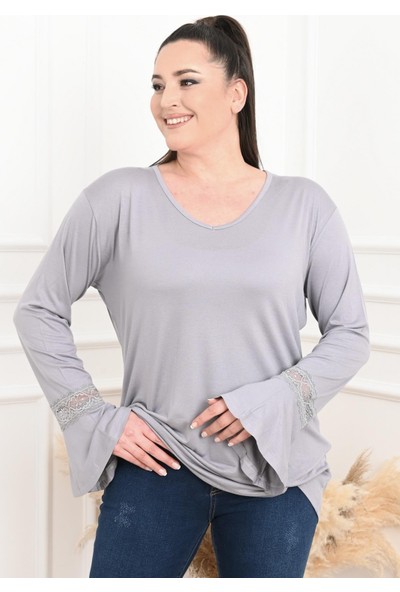 Koza Kadın Yarasa Kollu Büyük Beden(Battal) Bluz 1108-22