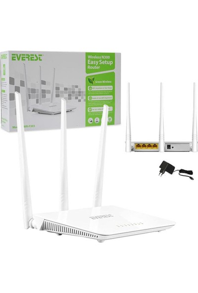 Everest EWR-F303 2.4 Ghz 300 Mbps 4 Port Kablosuz Router Everest EWR-F303 2.4 Ghz 300 Mbps 4 Port Kablosuz Router