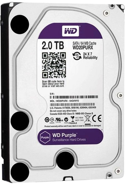 WD Purple WD20PURX 2tb Sata 6gb/s 7/24 Güvenlik Harddisk Rfb WD Purple WD20PURX 2tb Sata 6gb/s 7/24 Güvenlik Harddisk Rfb